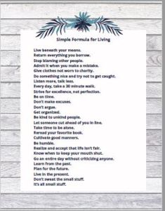 Sunday Reflections: Simple Formula for Living – Haphazard Homemaker